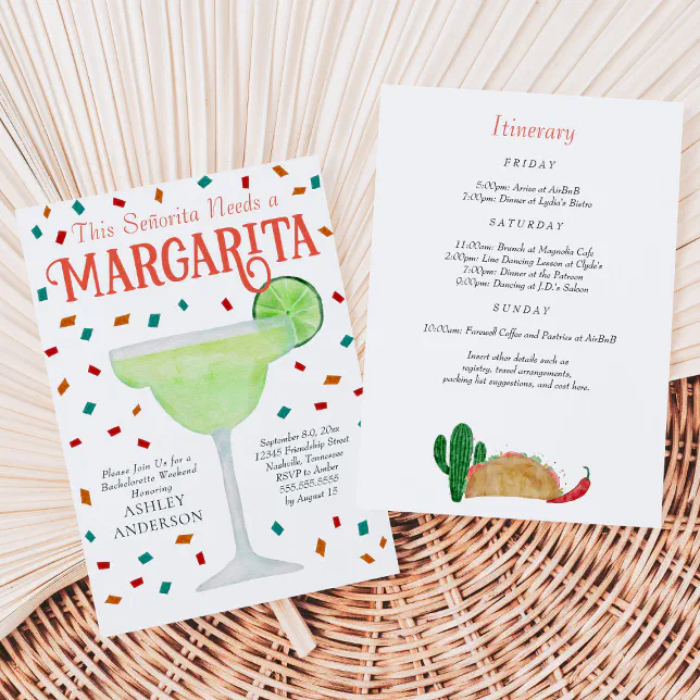 Last Fiesta Margarita Bachelorette Weekend Party Invitation | Zazzle