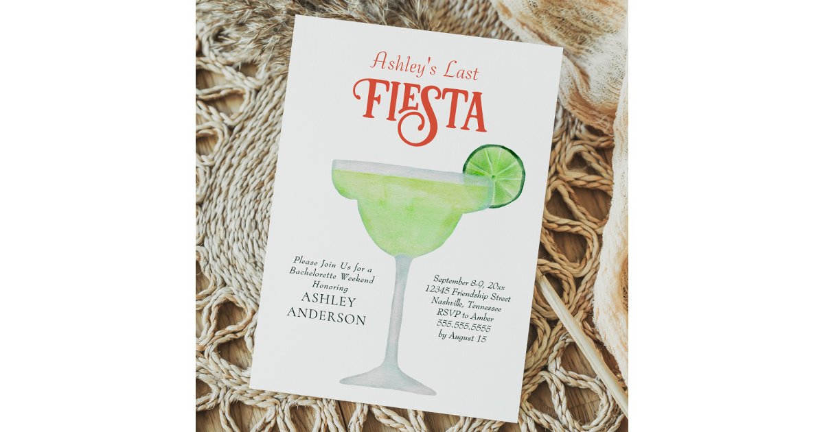 Last Fiesta Margarita Bachelorette Weekend Party Invitation | Zazzle