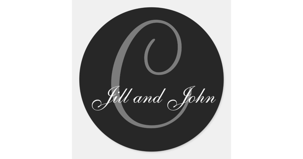Last Name Initial C plus First Names Black Sticker | Zazzle