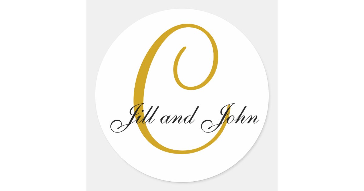 Last Name Initial C plus First Names Gold Sticker | Zazzle
