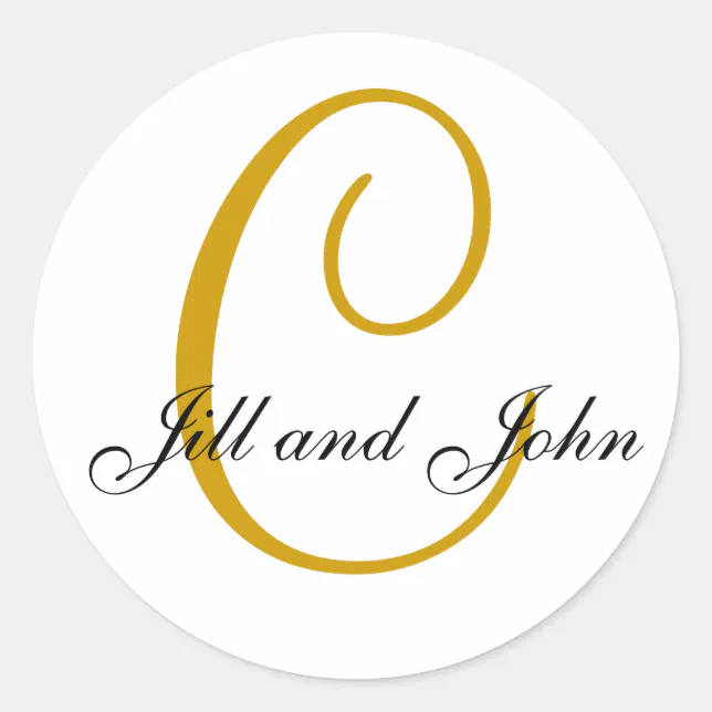 Last Name Initial C plus First Names Gold Sticker | Zazzle