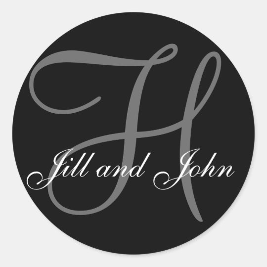 Last Name Initial H plus First Names Black Sticker | Zazzle.com