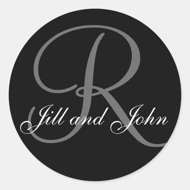 Last Name Initial R plus First Names Black Sticker | Zazzle