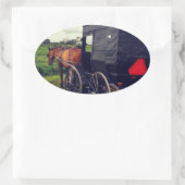 Last Night in an Amish community, Amish Horse Oval Sticker | Zazzle