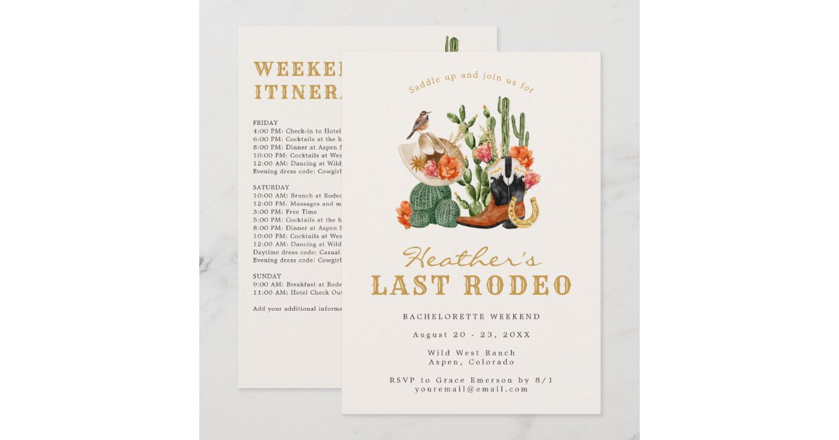 Last Rodeo Bachelorette Invitation | Zazzle