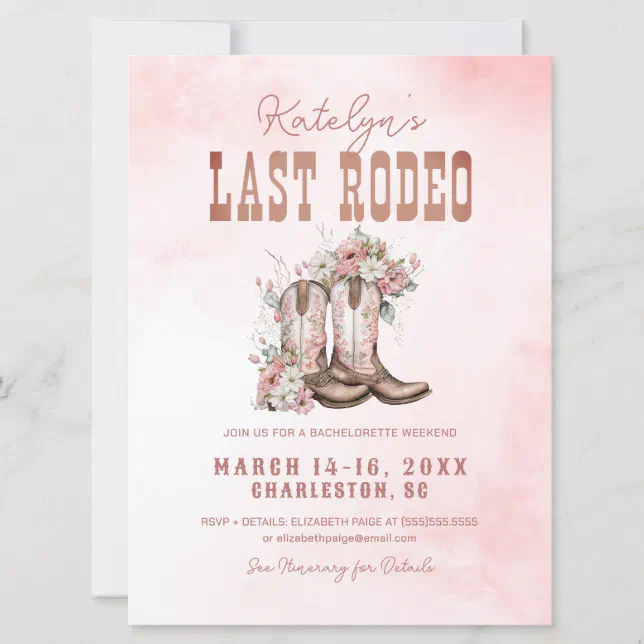 Last Rodeo Bachelorette Weekend Invitation | Zazzle