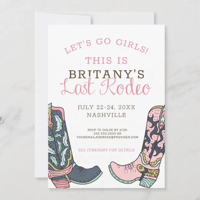 Last Rodeo Bachelorette Weekend Party Invitation | Zazzle
