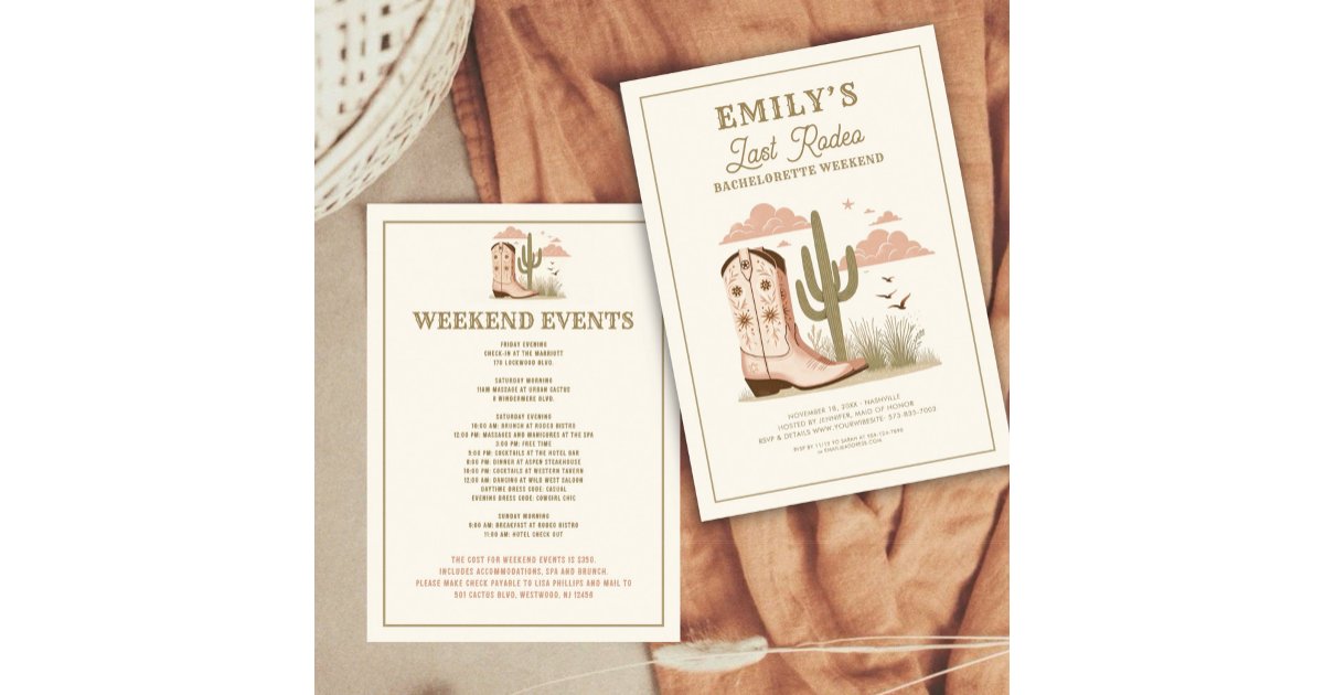 Last Rodeo Cactus Bachelorette Weekend Invitation | Zazzle
