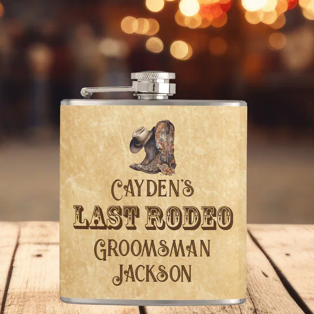 Last Rodeo Cowboy Custom Bachelor Party Flask | Zazzle