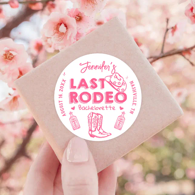 Last Rodeo Cowgirl Bachelorette Party Classic Round Sticker | Zazzle