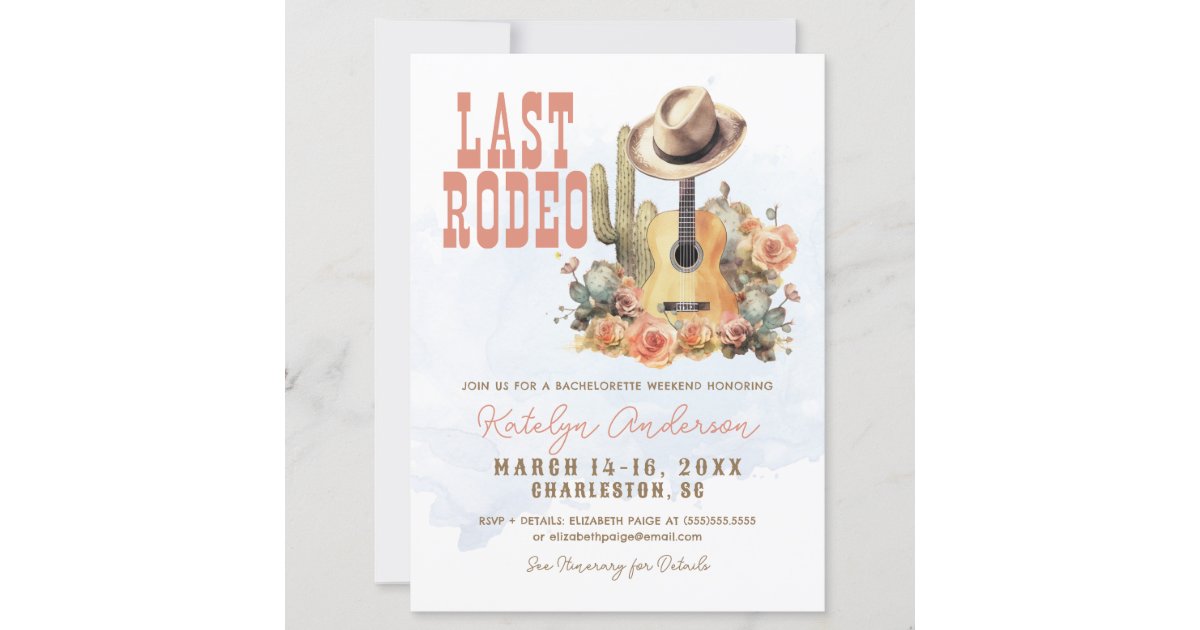Last Rodeo Cowgirl Bachelorette Weekend Invitation | Zazzle