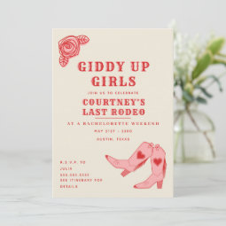 Last Rodeo Giddy Up Bachelorette Weekend Itinerary Invitation | Zazzle