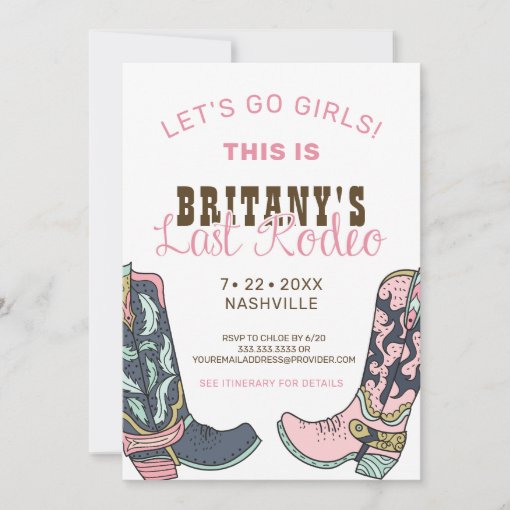 Last Rodeo Nashville Bachelorette Weekend Party Invitation | Zazzle