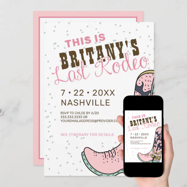 Last Rodeo Pink Bachelorette Party Invitation | Zazzle