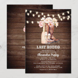 LAST RODEO Rustic Cowgirl Western BRIDAL SHOWER Invitation | Zazzle