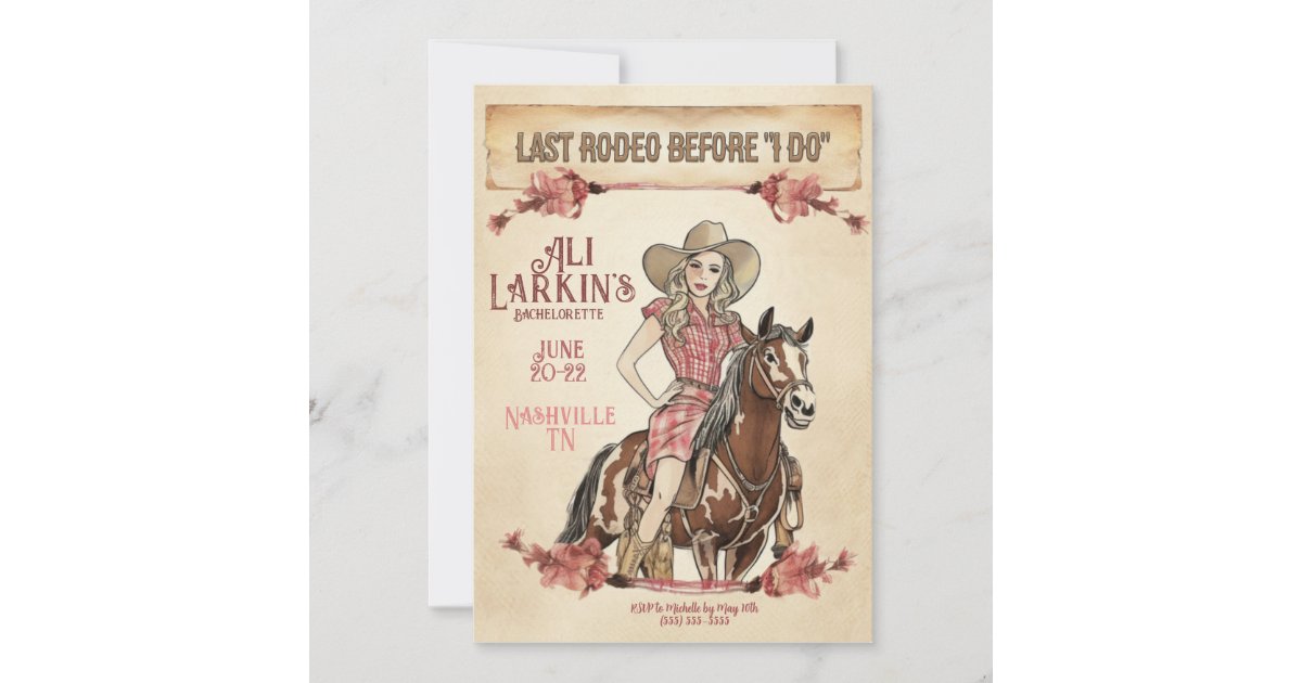 Last Rodeo Western Bachelorette Party Invitation | Zazzle