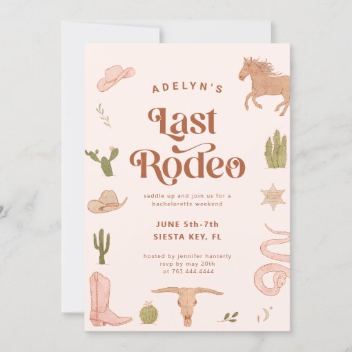 Last Rodeo Western Bachelorette Party Invitation | Zazzle
