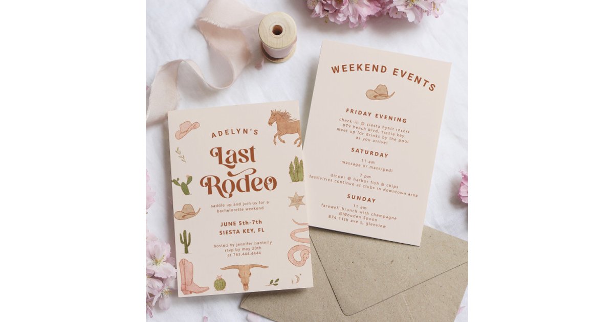 Last Rodeo Western Bachelorette Party Invitation | Zazzle
