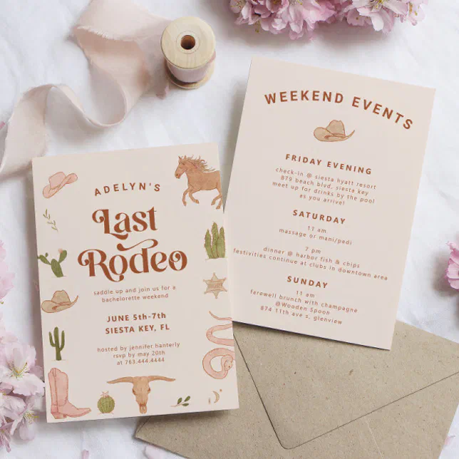 Last Rodeo Western Bachelorette Party Invitation | Zazzle