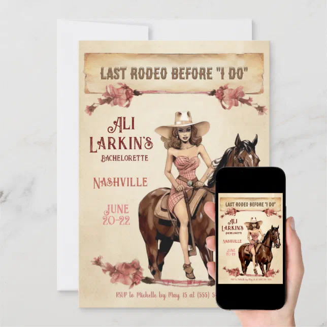 Last Rodeo Western Bachelorette Party Invitation | Zazzle