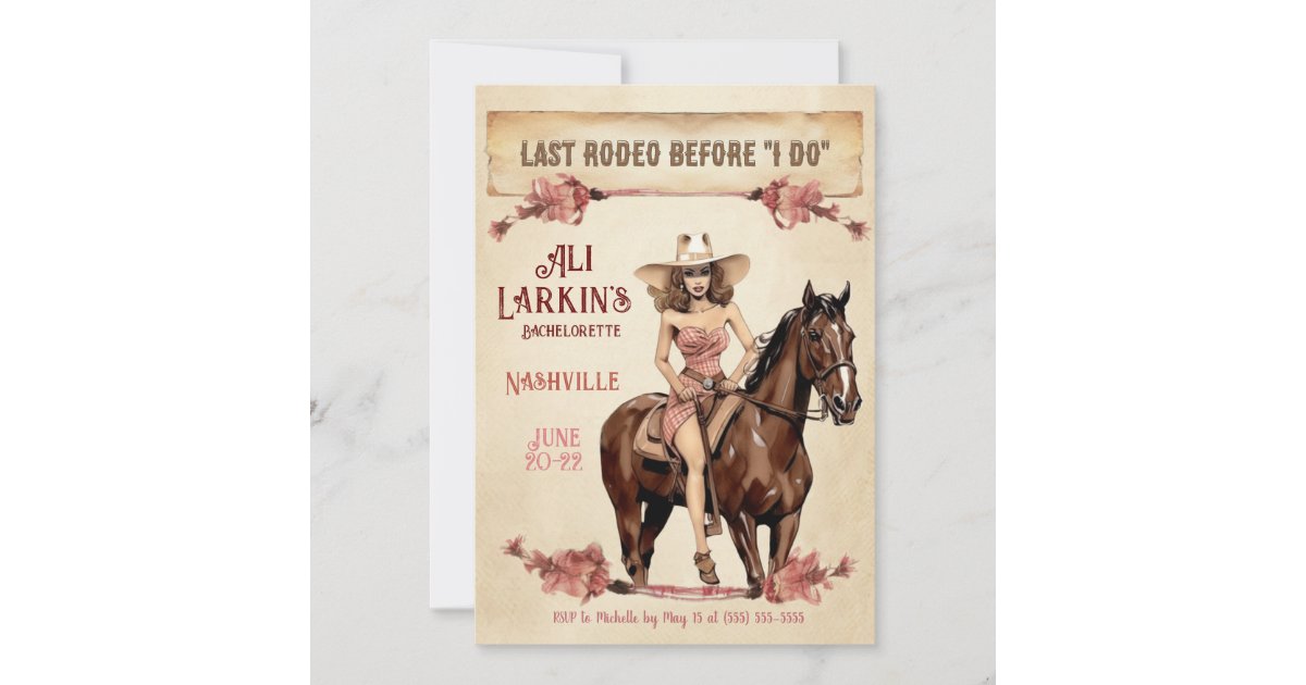 Last Rodeo Western Bachelorette Party Invitation | Zazzle