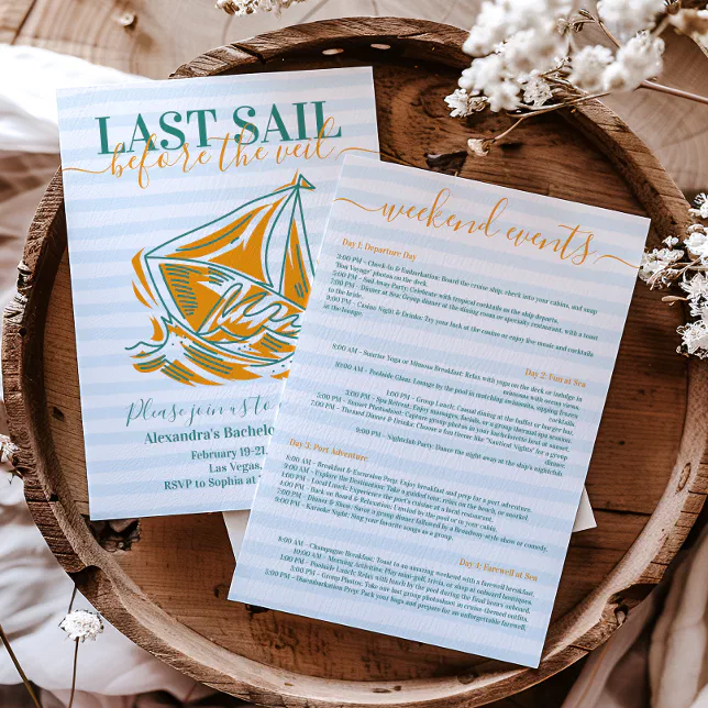 Last Sail Before the Veil Bachelorette Party Invitation | Zazzle