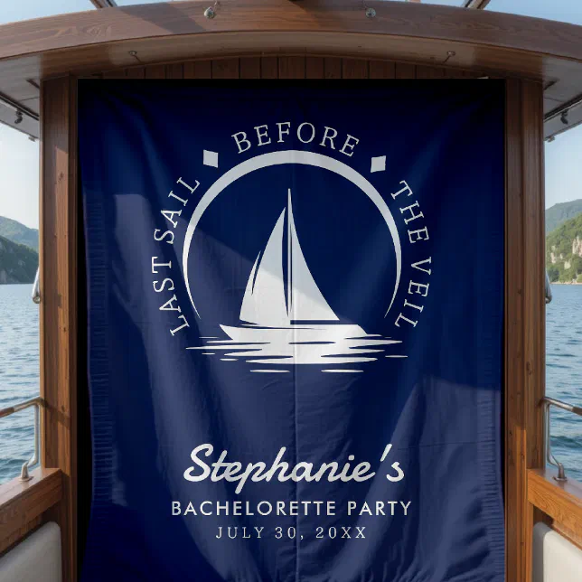 Last Sail Before the Veil Blue Bachelorette Party Tapestry | Zazzle