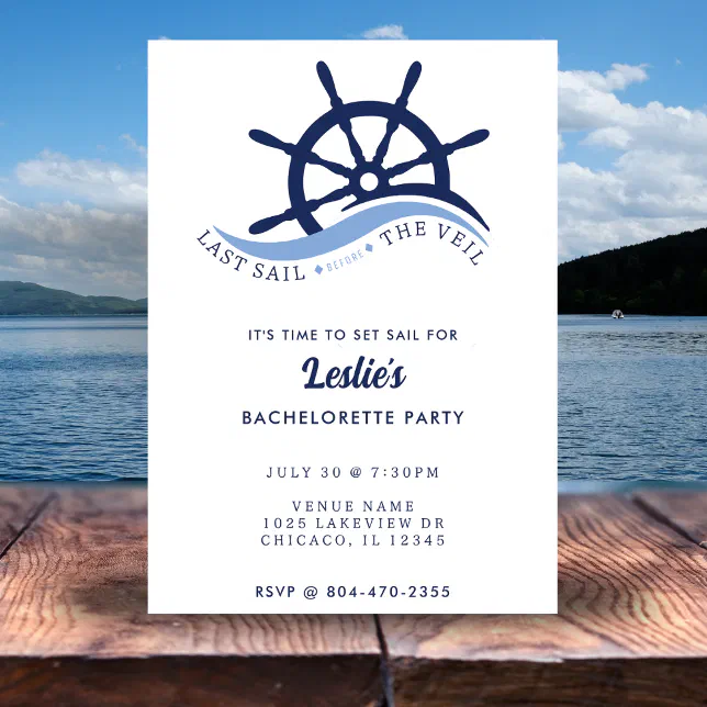 Last Sail Before the Veil Helm Bachelorette Party Invitation | Zazzle
