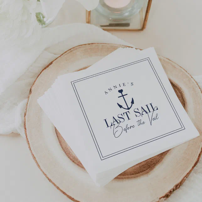 Last Sail Before the Veil Nautical Bachelorette Napkins | Zazzle
