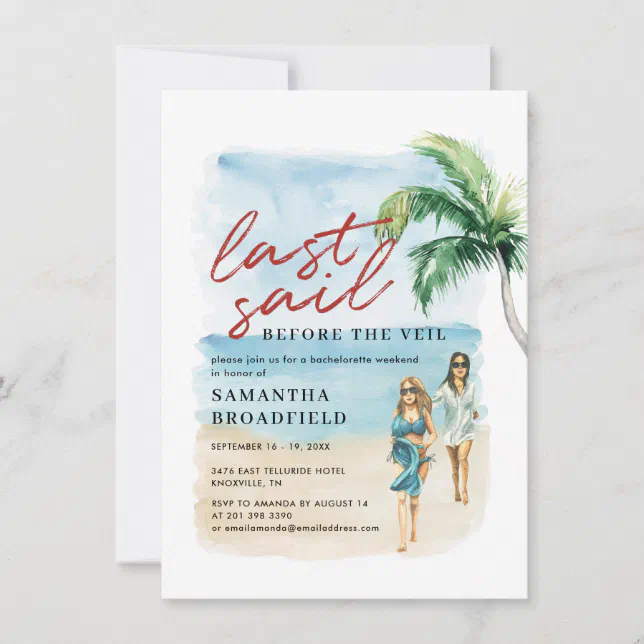 Last Sail Before Veil Bachelorette Weekend Party Invitation | Zazzle