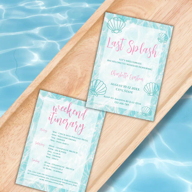 Last Splash Beach Bachelorette Weekend Itinerary Invitation | Zazzle