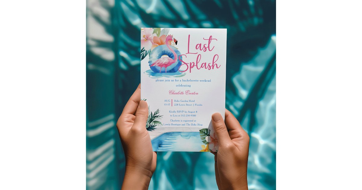 Last Splash Flamingo Bachelorette Weekend Invitation | Zazzle