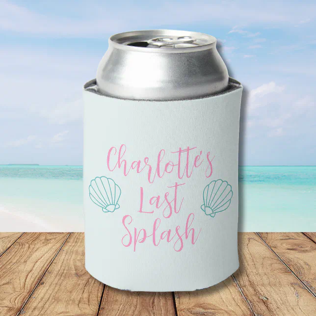 Last Splash Seashell Beach Bachelorette Can Cooler | Zazzle