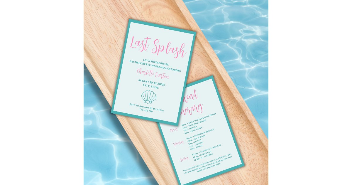 Last Splash Shell Bachelorette Weekend Itinerary Invitation | Zazzle