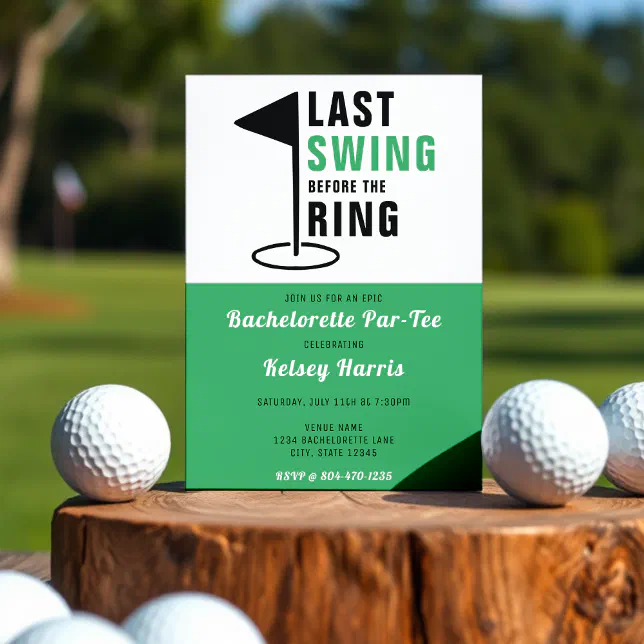Last Swing Before the Ring Golf Bachelorette Party Invitation | Zazzle