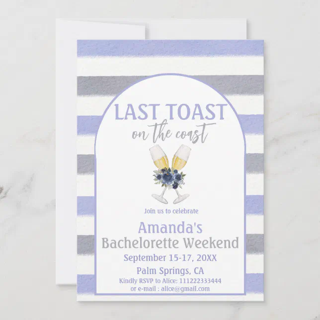 Last Toast Coast Beach Bachelorette Weedkend Party Invitation | Zazzle