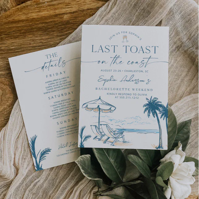 Last Toast on the Coast Bachelorette Party Invitation | Zazzle