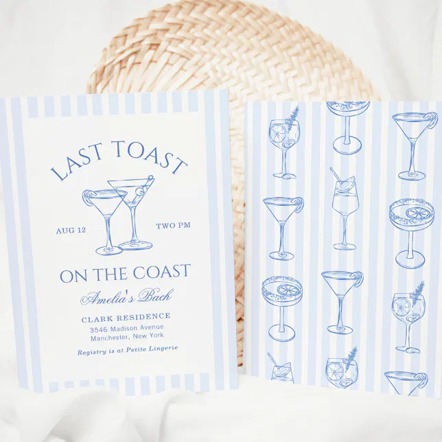 Last Toast On The Coast Bachelorette Party Invitation | Zazzle