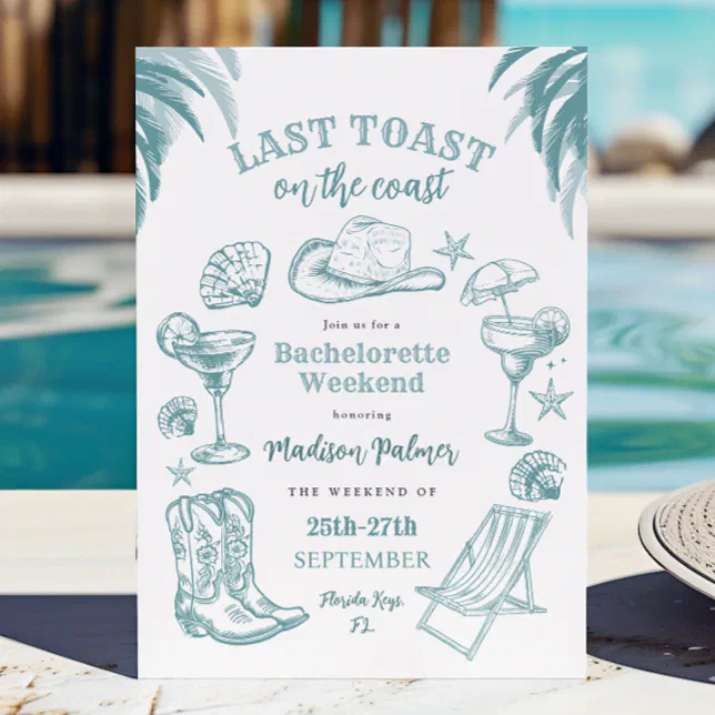 Last Toast on the Coast Bachelorette Party Invitation | Zazzle