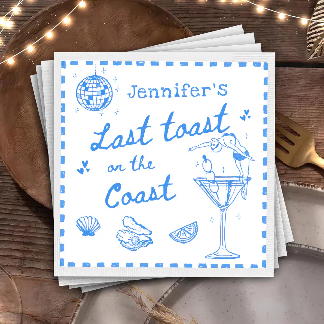 Last Toast on the Coast Bachelorette Party Napkins | Zazzle