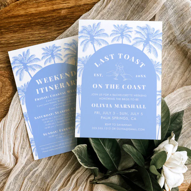 Last Toast On The Coast Bachelorette Weekend Invitation | Zazzle