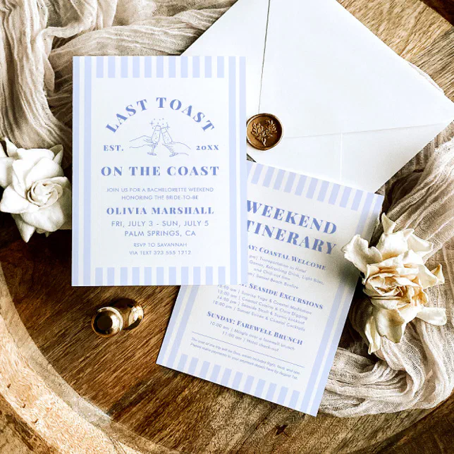 Last Toast On The Coast Bachelorette Weekend Invitation | Zazzle