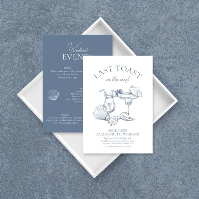Last Toast On The Coast Bachelorette Weekend Invitation | Zazzle