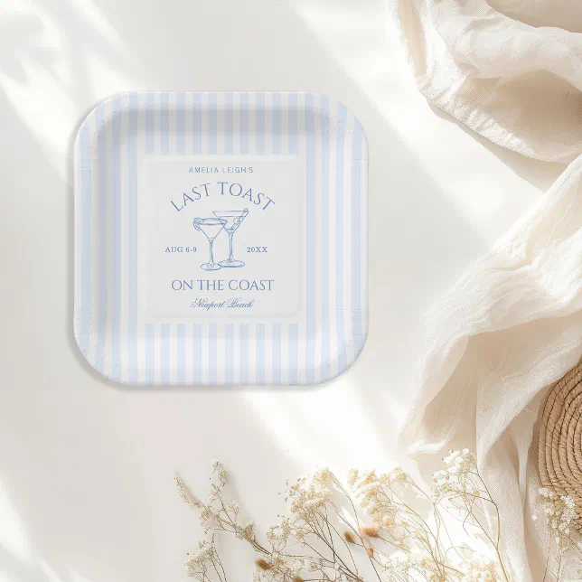 Last Toast on The Coast Bachelorette Weekend Paper Plates | Zazzle