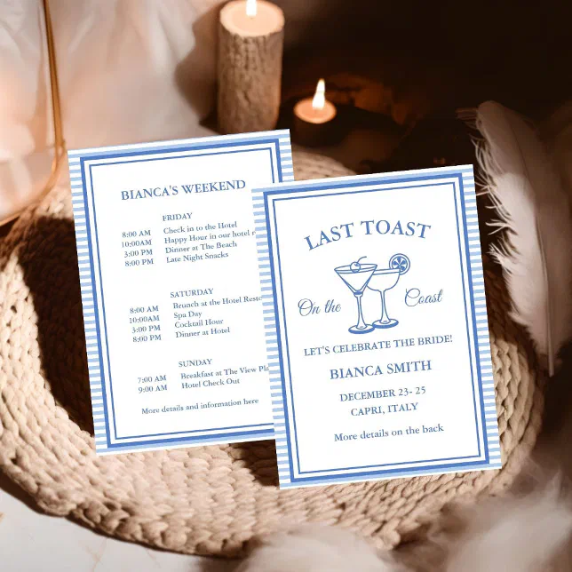 Last Toast on the Coast Bachelorette Weekend Party Invitation | Zazzle