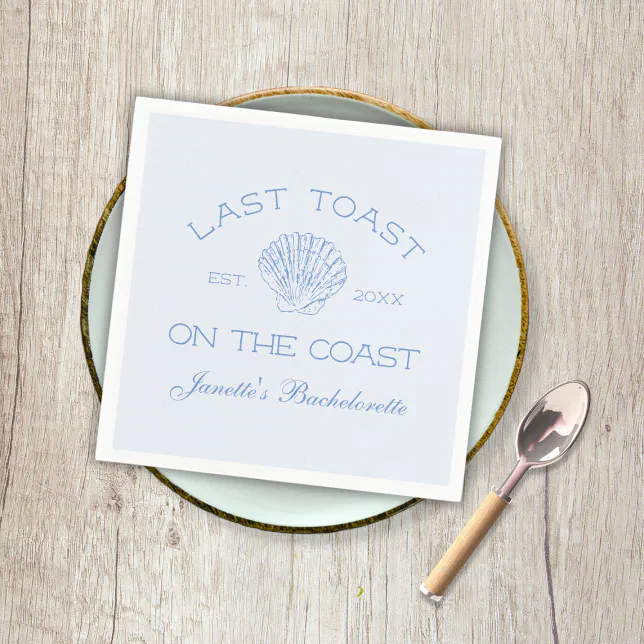 Last Toast On The Coast Beach Bachelorette Party Napkins | Zazzle