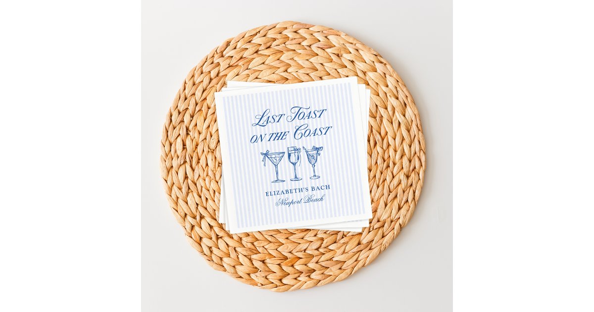 Last Toast on The Coast Elegant Hand Drawn Bows Napkins | Zazzle