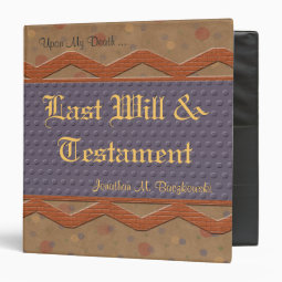 Last Will And Testament Avery Binder | Zazzle