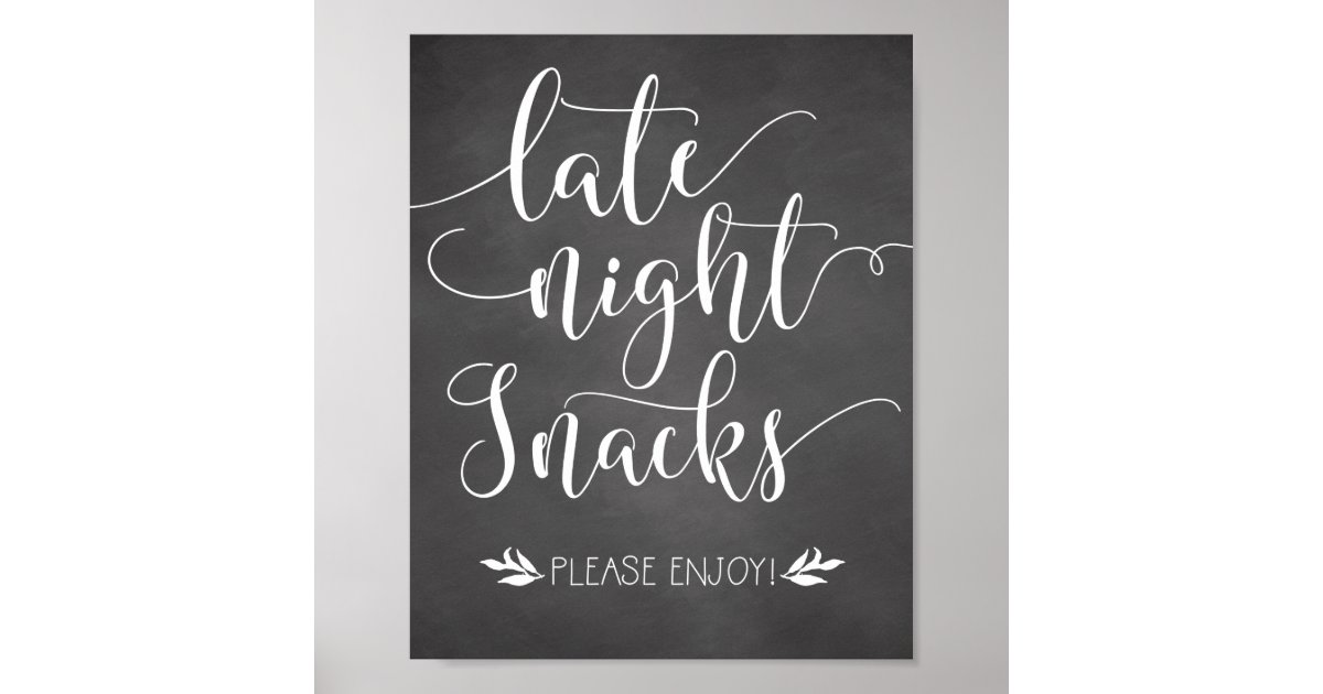 Late Night Snacks Favor Sign | Zazzle