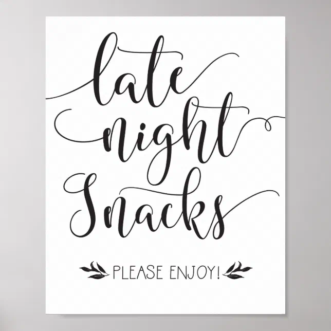 Late Night Snacks Favor Sign | Zazzle